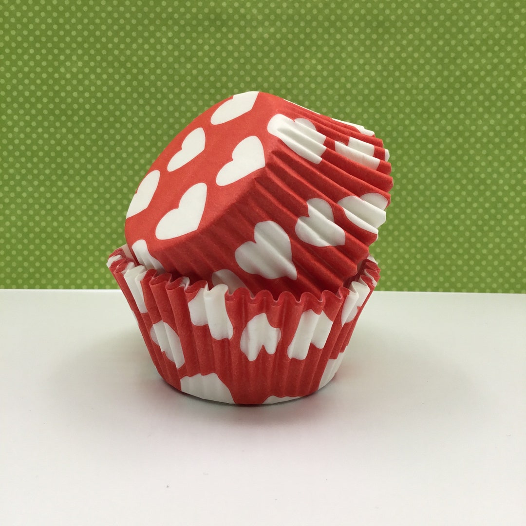 Red Heart Cupcake Liners/ Valentine's Day Heart Liners / Valentines Day ...