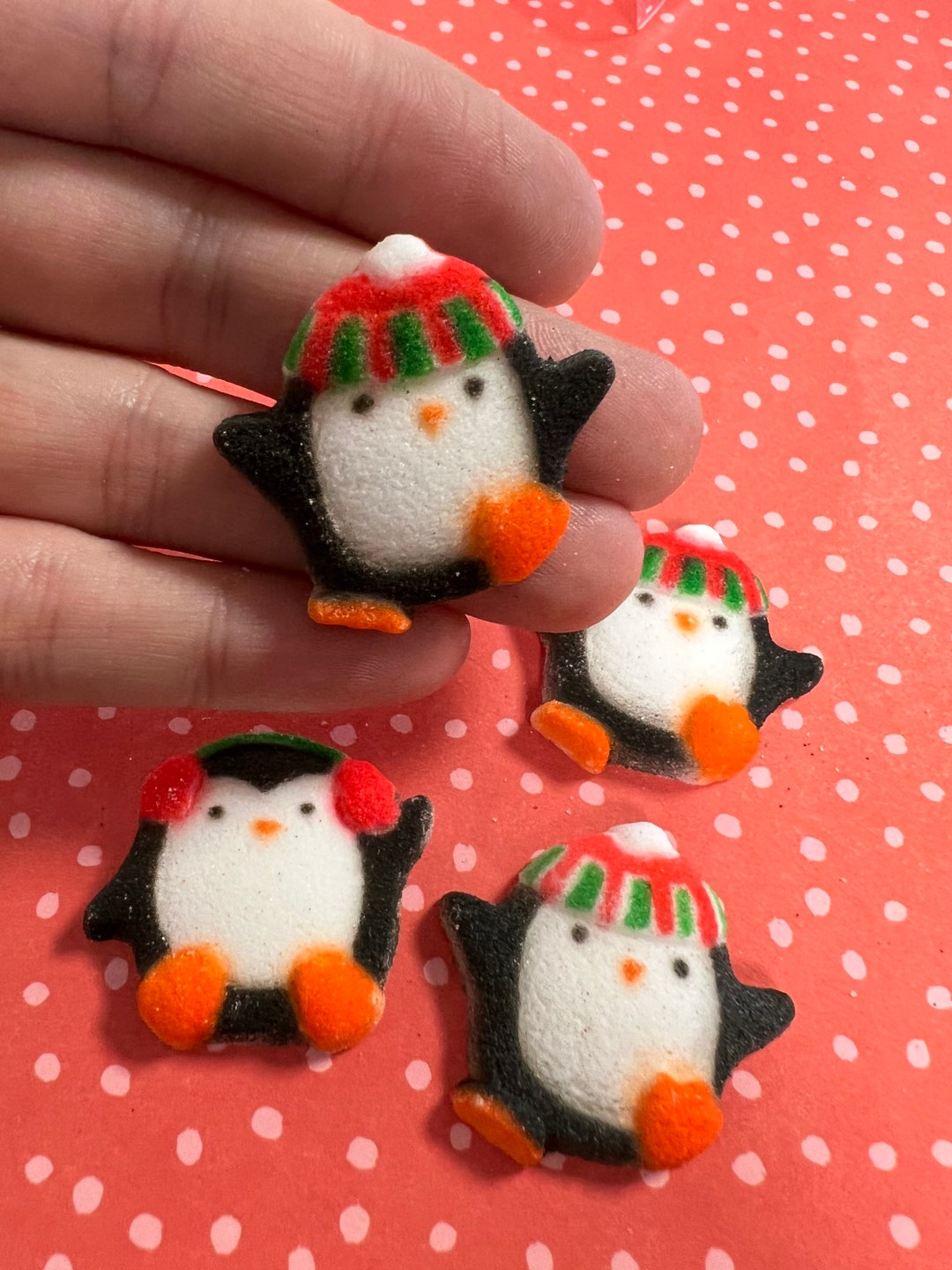 Penguin Sugars Holiday Sugar Toppers Playful Penguins - Etsy