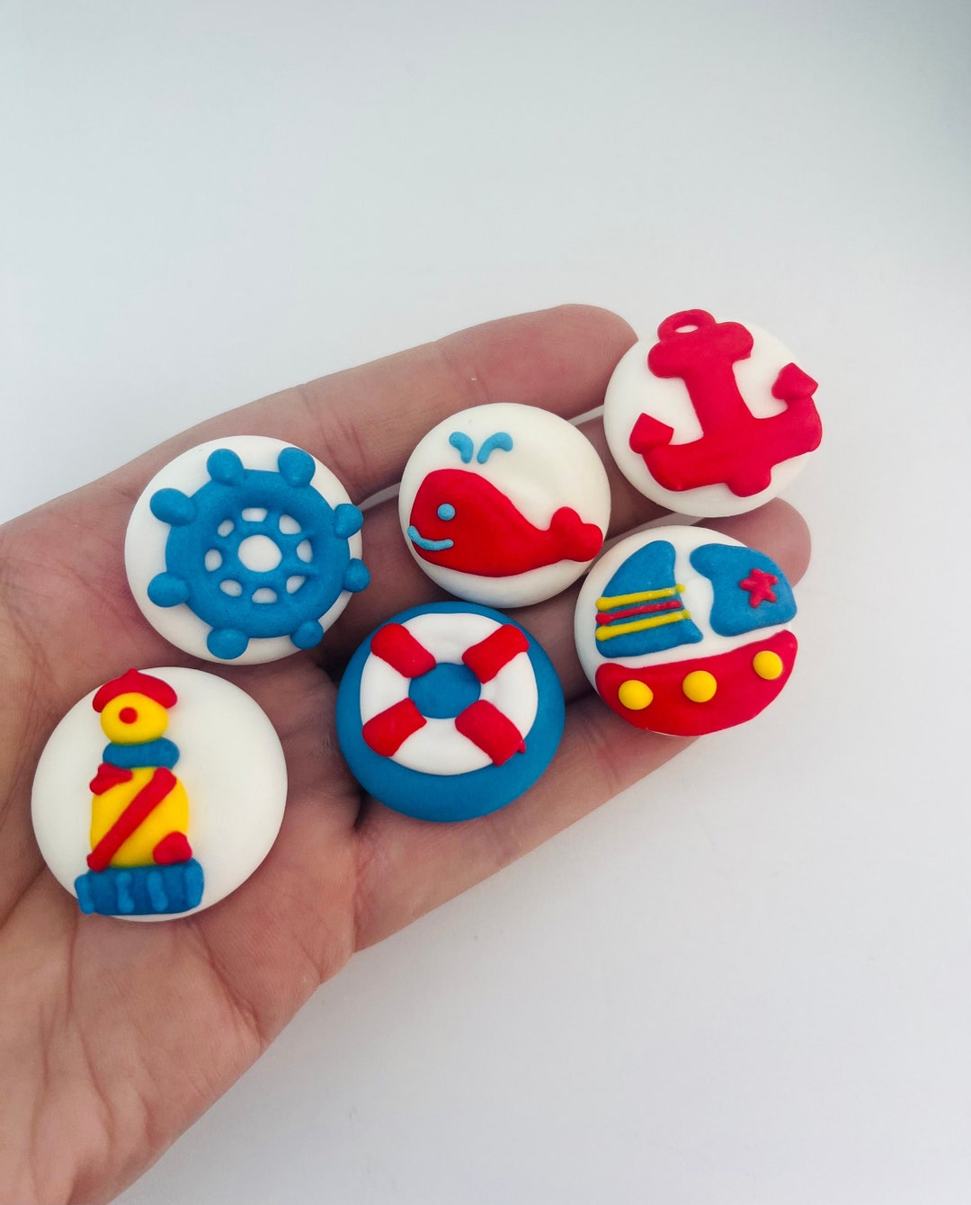 Nautical Edible Royal Icing Pieces Nautical Whale Boat Icing Cookies ...