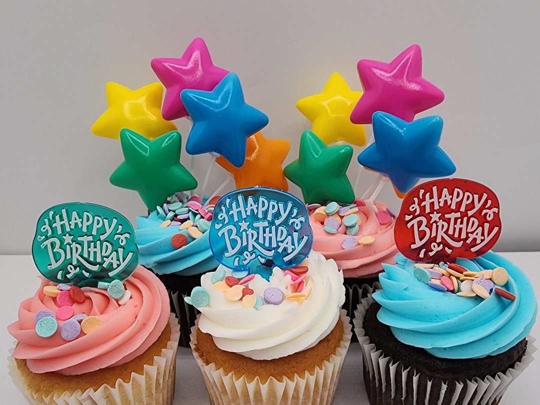Happy Birthday Cupcake Set / Balloon Cupcake Stems/ Birthday Cupcake ...