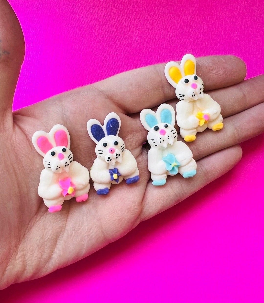 Royal Icing Assorted Bunny Toppers Edible Easter Cupcake Bunnies Easter ...