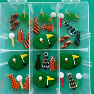 Golf Edible Sugar Icing Pieces Toppers With Case/ Golf Cake Decorations ...