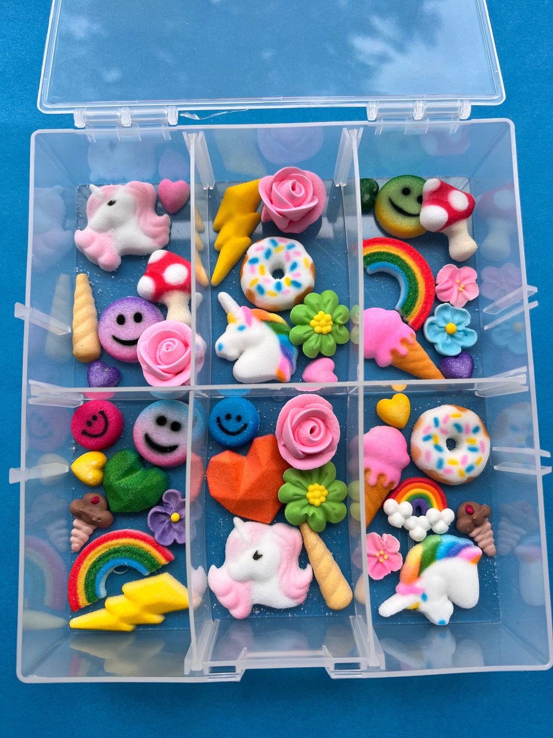 Unicorn Rainbow Edible Sugar and Icing Piece Set With Case / Rainbow ...