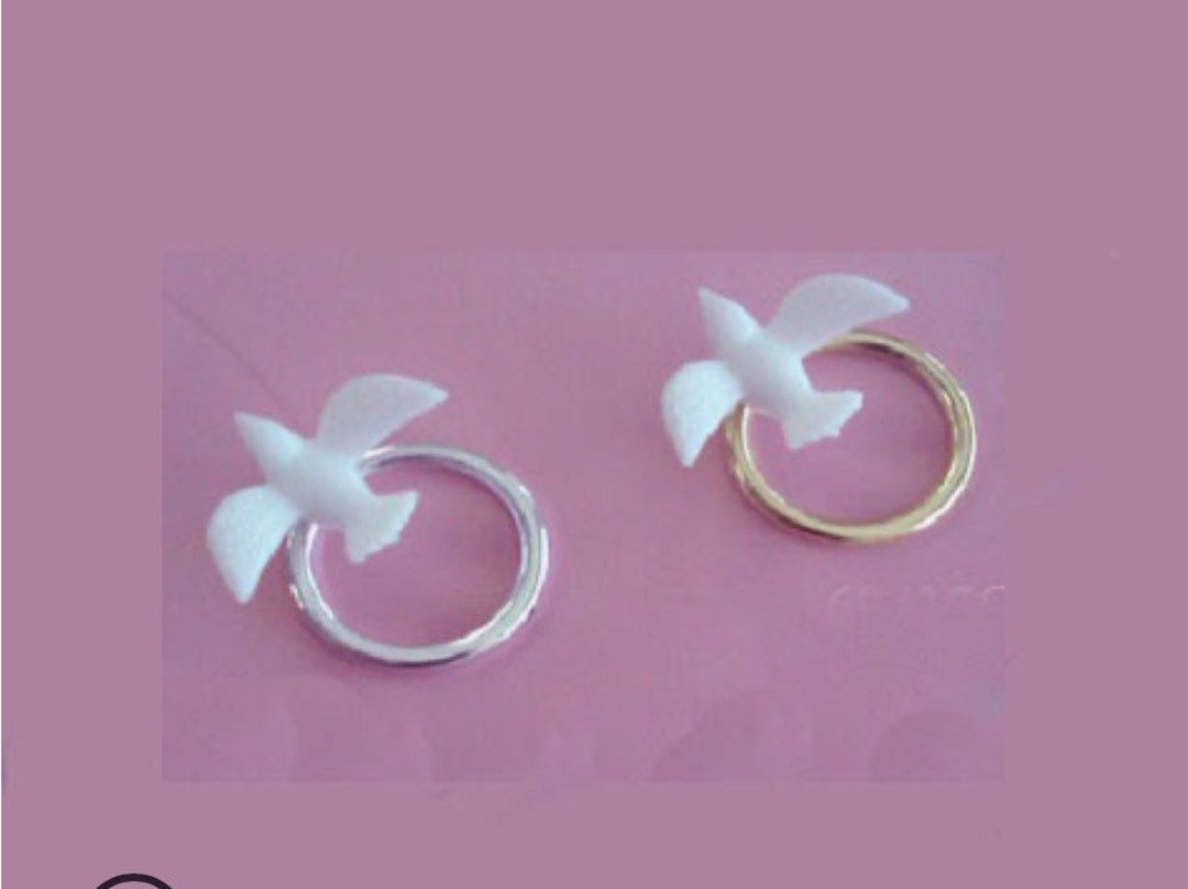Dove on Gold or Silver Rings 12 / Gold Wedding Ring With Dove / Silver ...