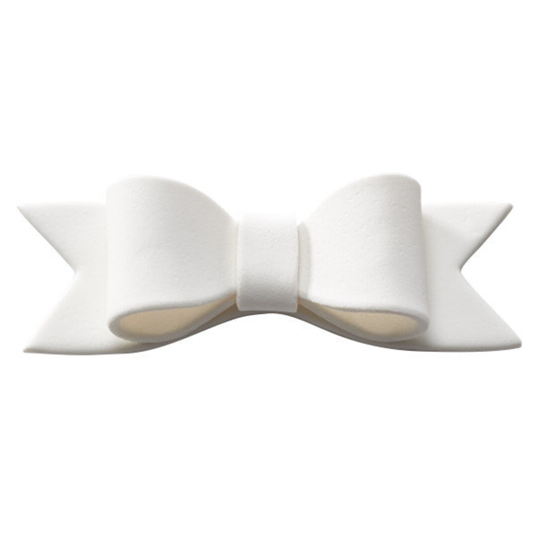 Small White 2 Edible Bows / Small 3 White Gum Paste Bow / White Cake ...