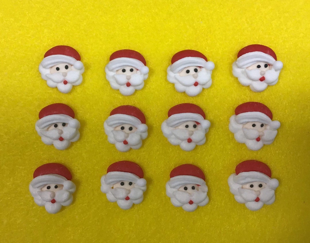 Santa Face Royal Icing Toppers Edible Santa Decorations pack of 12 ...