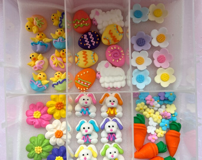 Spring Edible Icing Deco Set With Case / Spring Sugars / Bunny Sugar ...