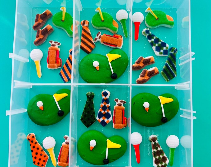 Golf Edible Sugar Icing Pieces Toppers With Case/ Golf Cake Decorations ...