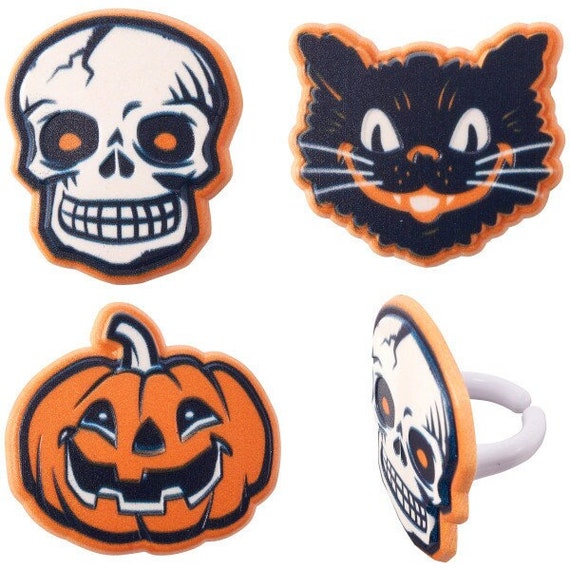 Scary Halloween Rings / Spooky Black Cats / Creepy Skeletons - Etsy