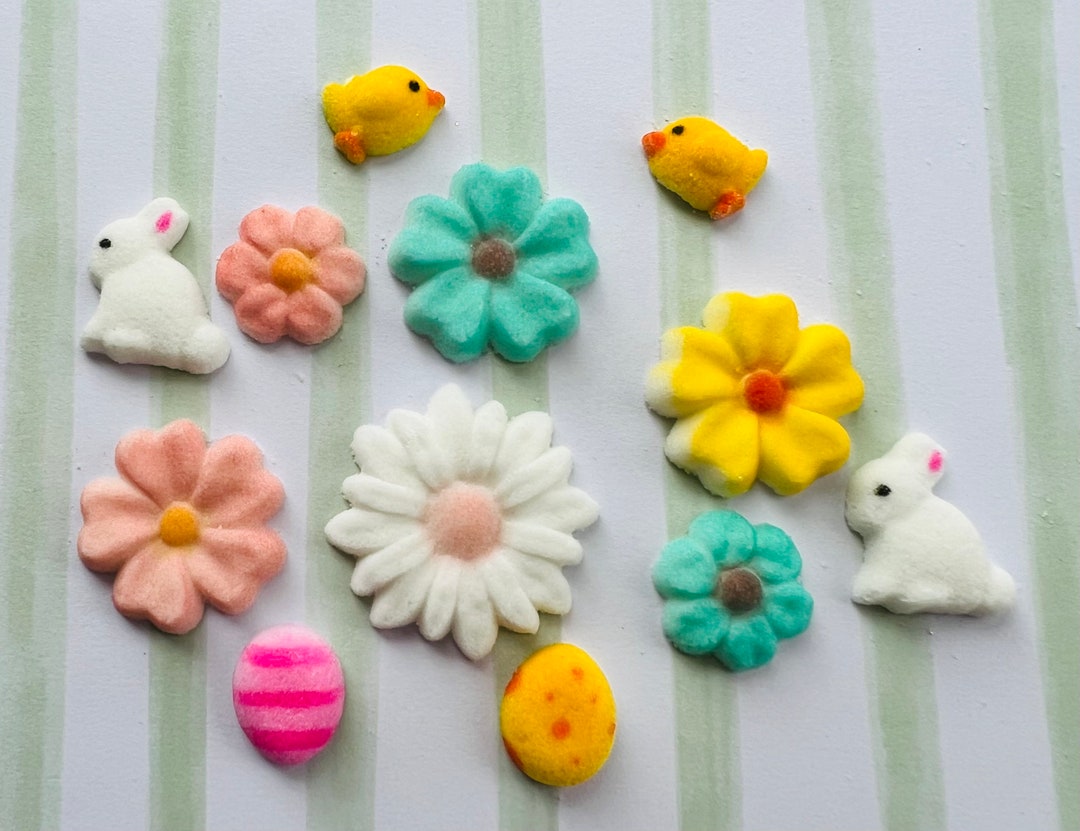 Spring Easter Sugar Toppers 12 /edible Easter Sugars / Easter Deco ...