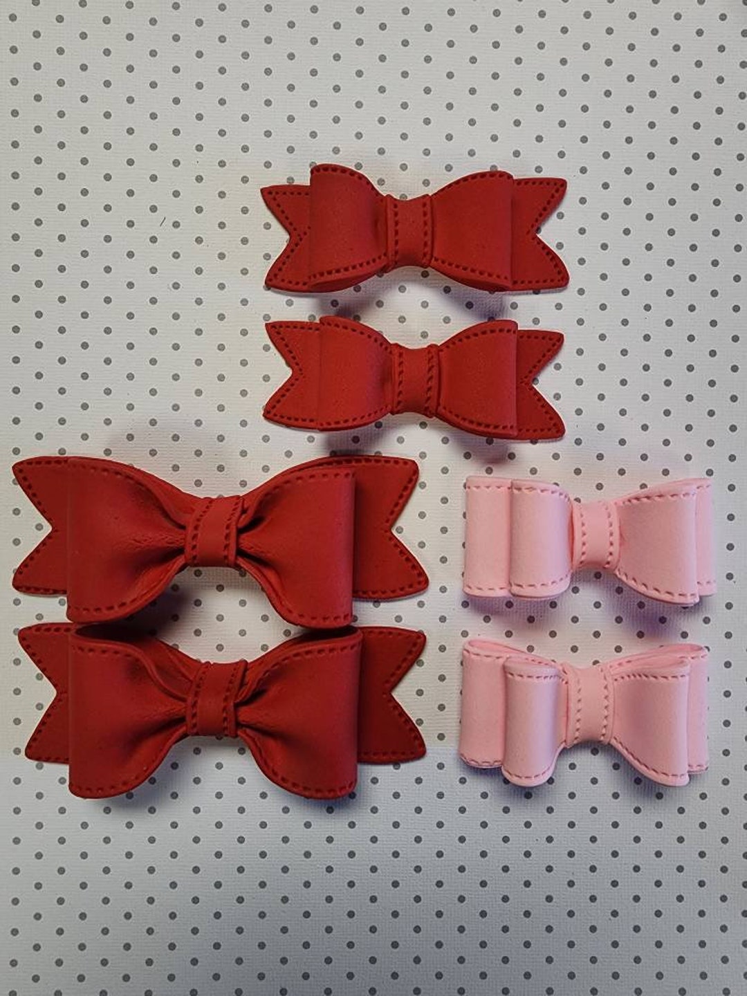 Red Edible Bow / Pink Edible Bow / Large Cake Bow / Red Sugar Paste Bow ...