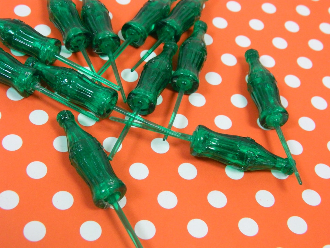 Retro 1970's Soda Bottle Picks / Vintage Green Soda Bottle Picks ...