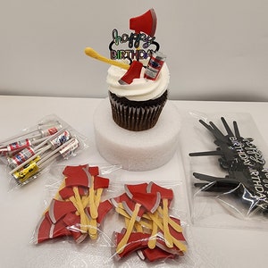 Happy Birthday Axe Throwing Party / Axe Throwing Cupcake Kit / Axe and ...