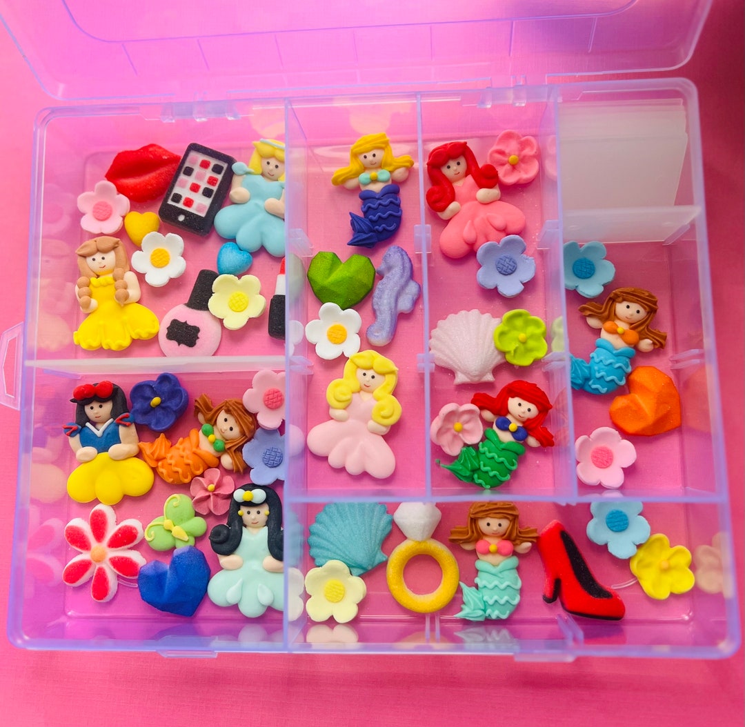 Princess Edible Sugar Cupcake Topper Set / Flower Sugars / Mermaid ...