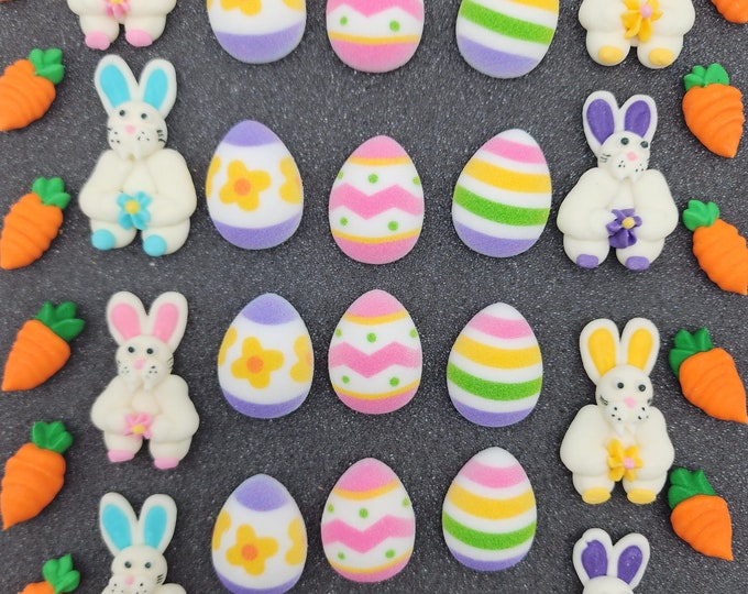 Bunny and Egg Edible Icing Set / Spring Sugars / Bunny Sugar Pieces ...