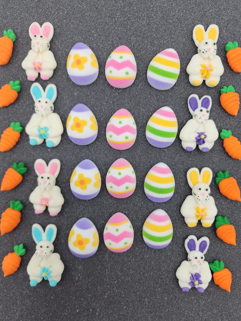 Bunny and Egg Edible Icing Set / Spring Sugars / Bunny Sugar - Etsy