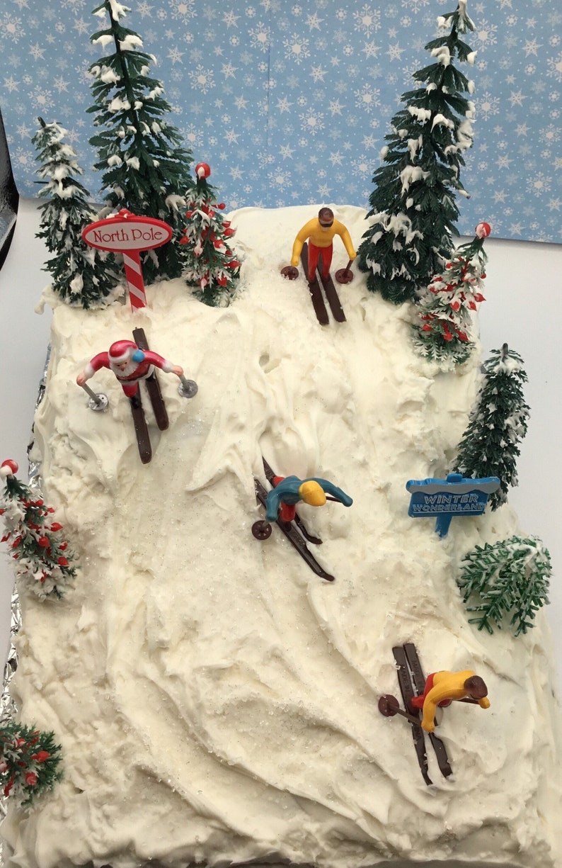 Skiing With Santa / Holiday Ski Cake Kit / North Pole Ski Cake | Etsy