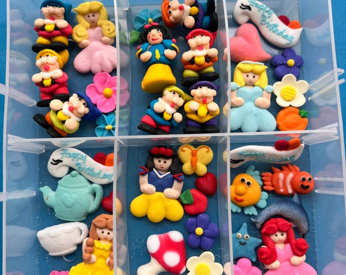 Princess Party Edible Icing Sugar Topper Set / Flower Sugars ...