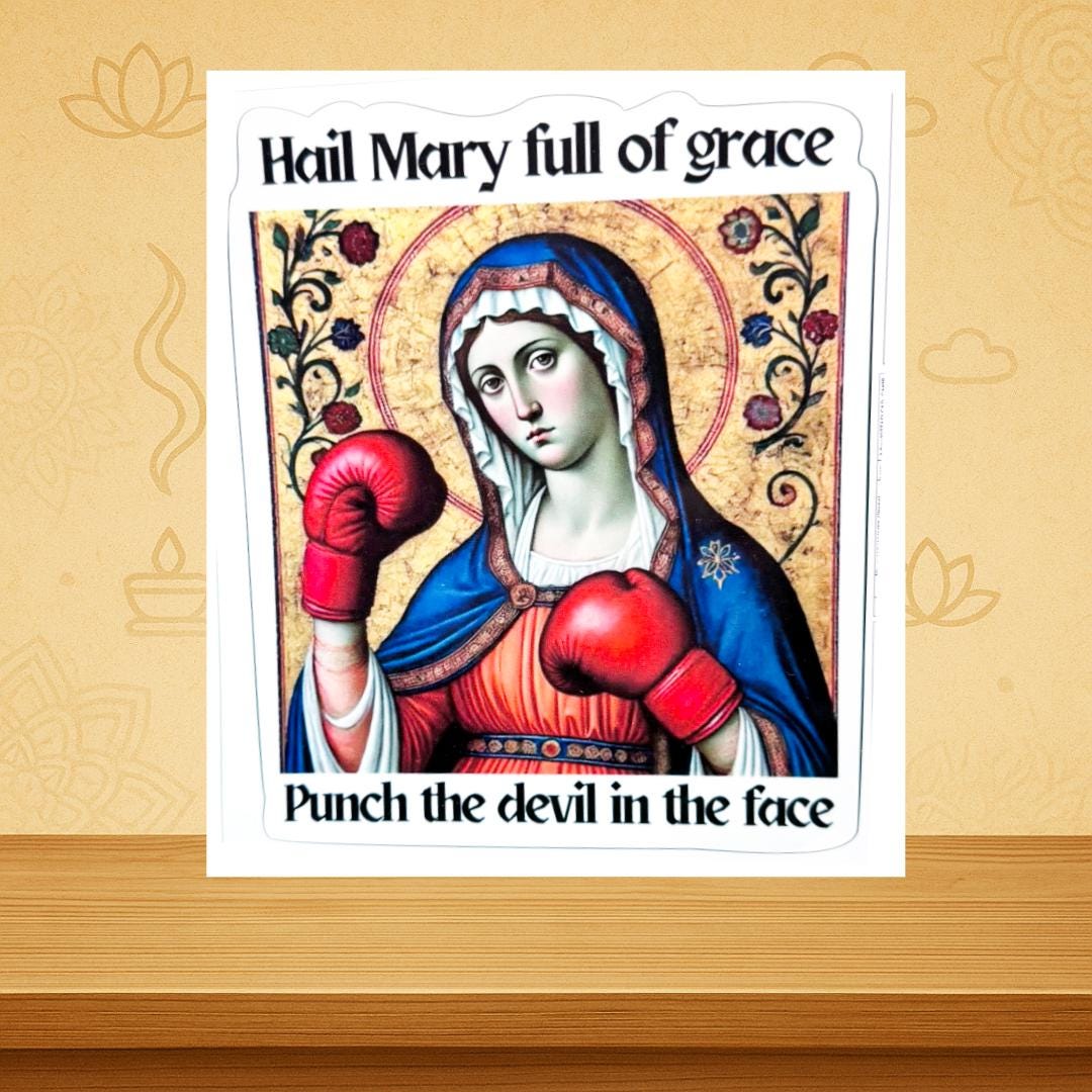 Hail Mary Boxing Sticker: Funny Christian Humor, Waterproof Vinyl - Etsy