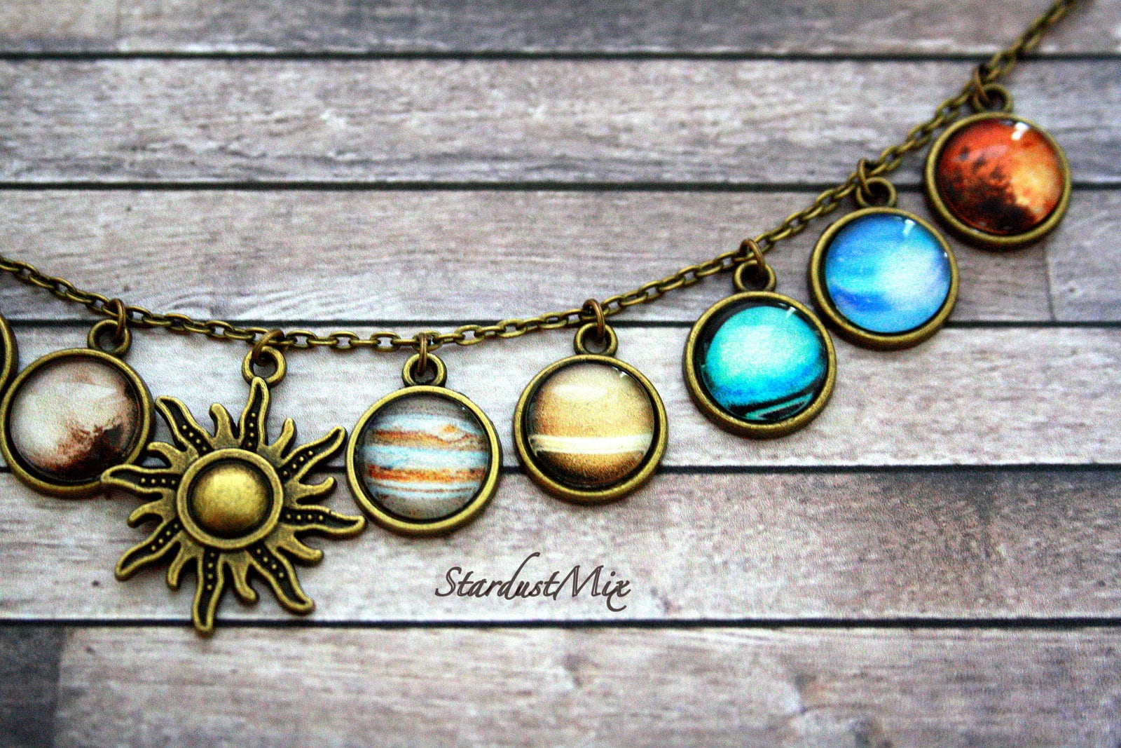 Boho Necklace With the the Solar System Planets, Chain Necklace, Dainty ...