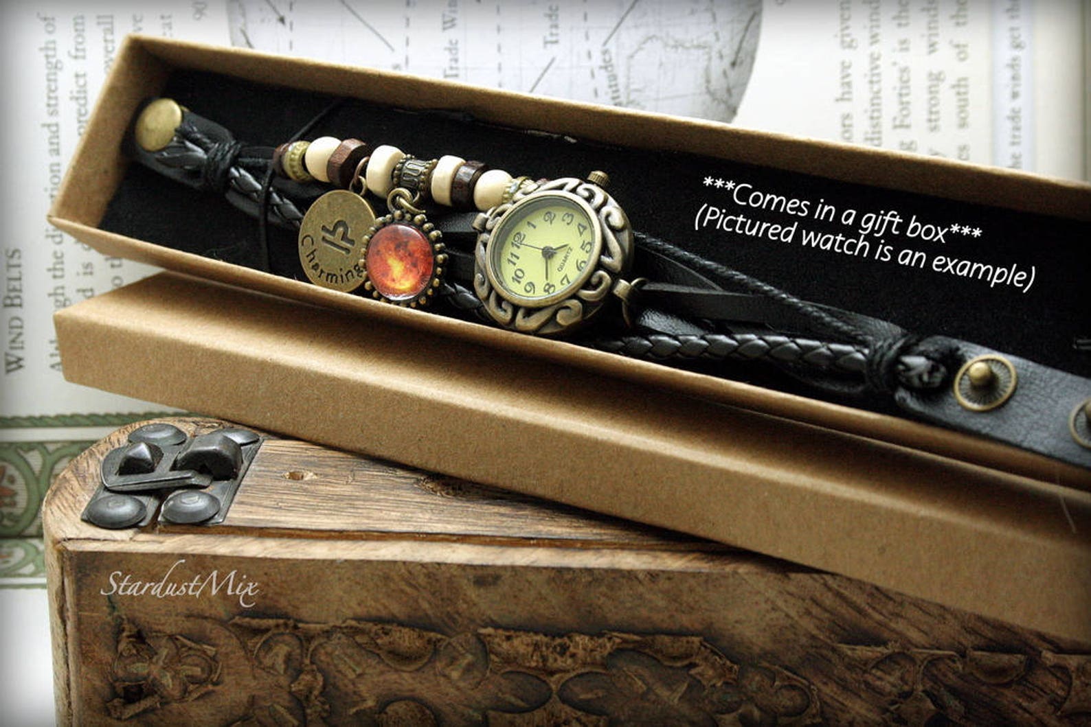 Women Watch With Aries Zodiac Sign Charm and Ruling Planet Mars Leather ...