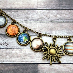 Boho Necklace With the the Solar System Planets, Chain Necklace, Dainty ...