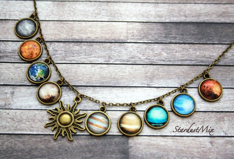 Boho Necklace With the the Solar System Planets, Chain Necklace, Dainty ...