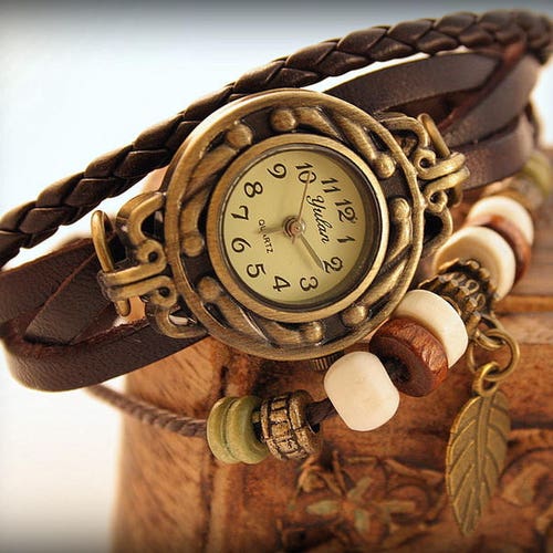 Womens Watch Leather Bracelet Vintage Watch Style Boho - Etsy