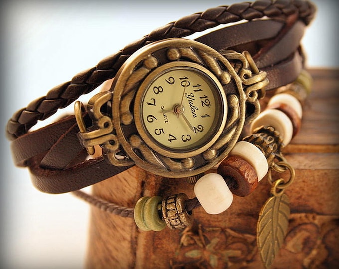 WOKAI Gold & Black Quartz Watch - Crocodile Leather Strap - Etsy