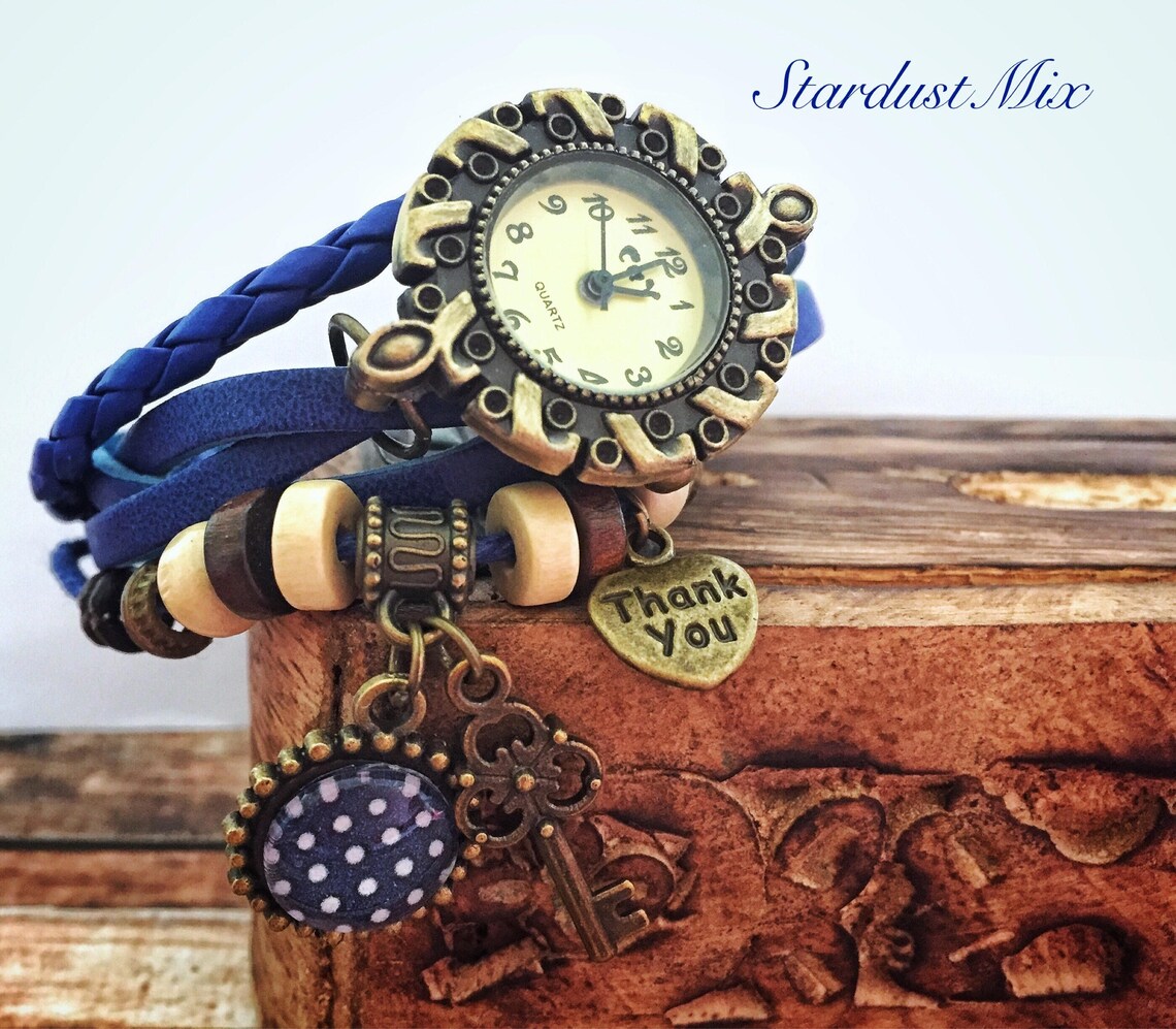 Women Watch Ladies Watch Leather Blue Bracelet With a Blue - Etsy