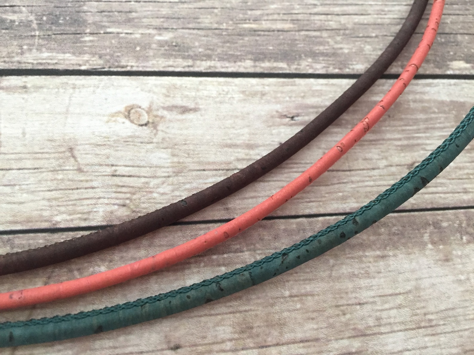 Necklace With Cork String and Heart Pendant, Cork Jewelry, Boho ...