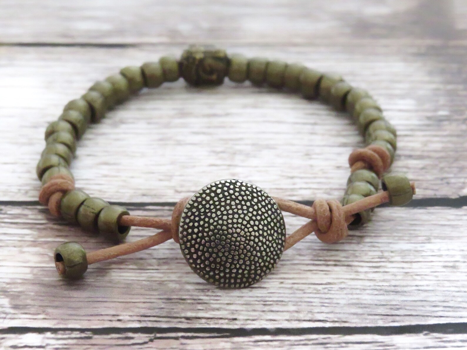 Bracelet Leather Boho Jewelry Handmade Jewelry Beaded Bracelet Silver ...