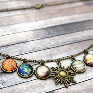 Boho Necklace With the the Solar System Planets, Chain Necklace, Dainty ...