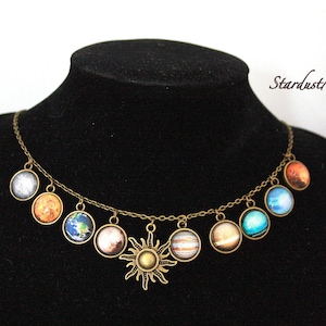 Boho Necklace With the the Solar System Planets, Chain Necklace, Dainty ...