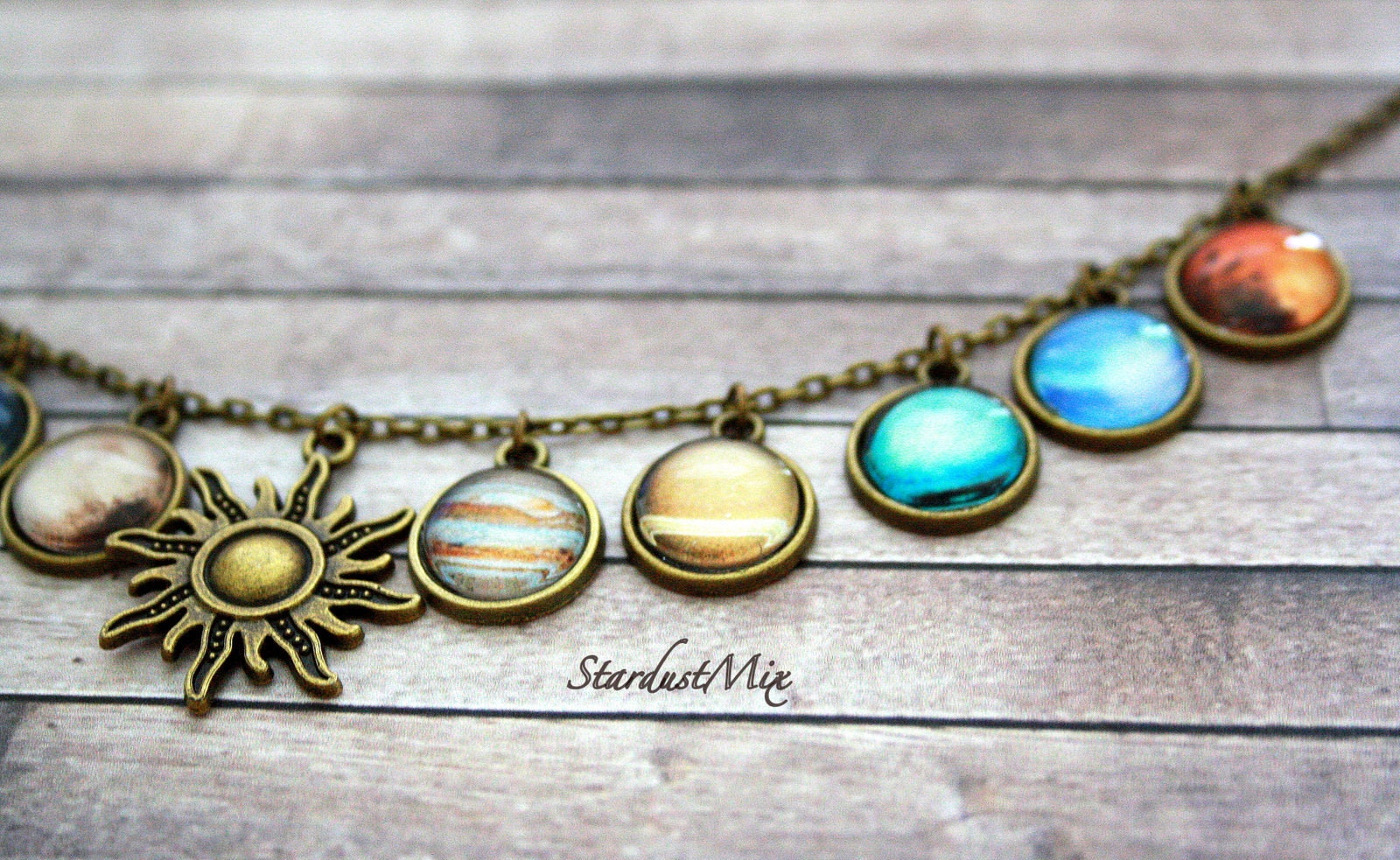 Boho Necklace With the the Solar System Planets, Chain Necklace, Dainty ...