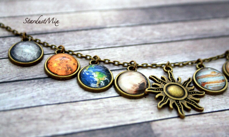 Boho Necklace With the the Solar System Planets, Chain Necklace, Dainty ...