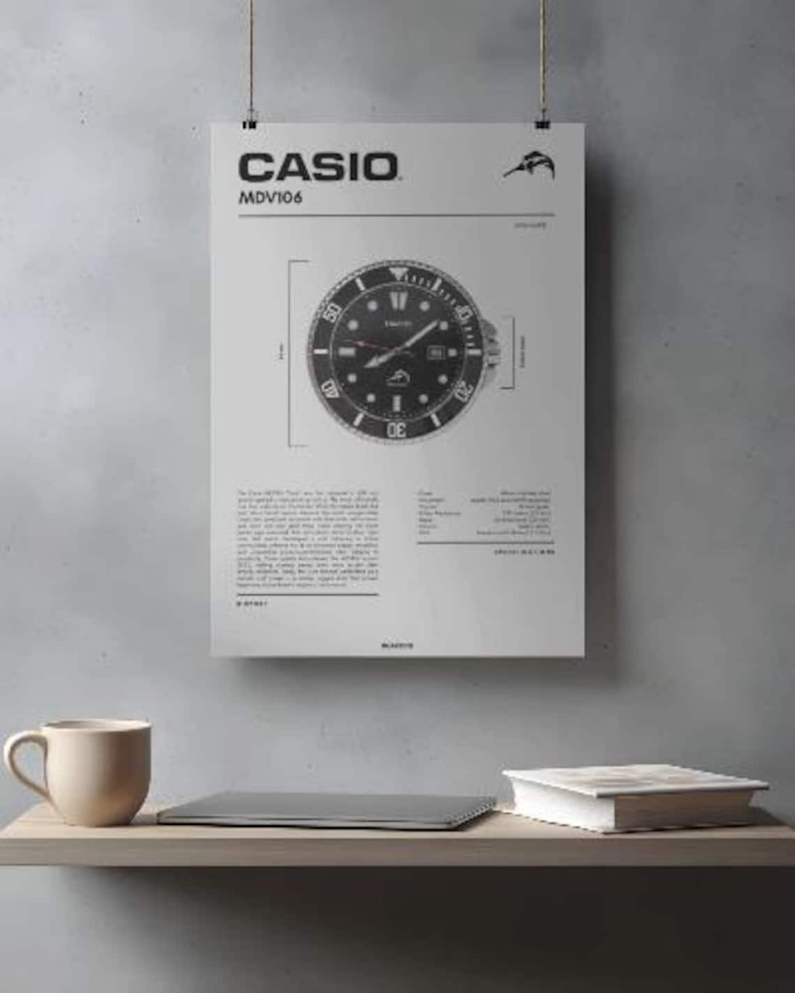 MDV106 Casio Duro Art Print – Modern Watch Poster, Vintage Home Decor ...