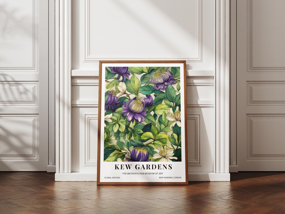 William Morris Inspired Purple Floral Pattern Poster, Vintage Botanical ...