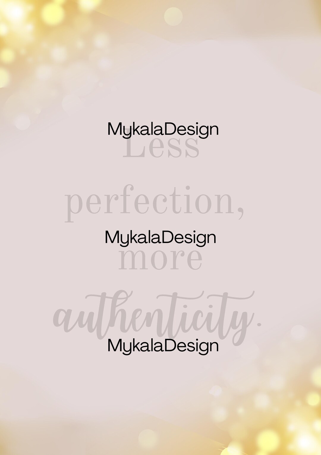 Digital Poster – Pink & Gold, ‘less Perfection, More Authenticity ...