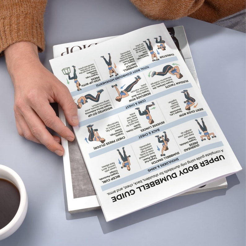 Dumbbell Workout Printable, Upper Body Workout Guide, Dumbbell ...