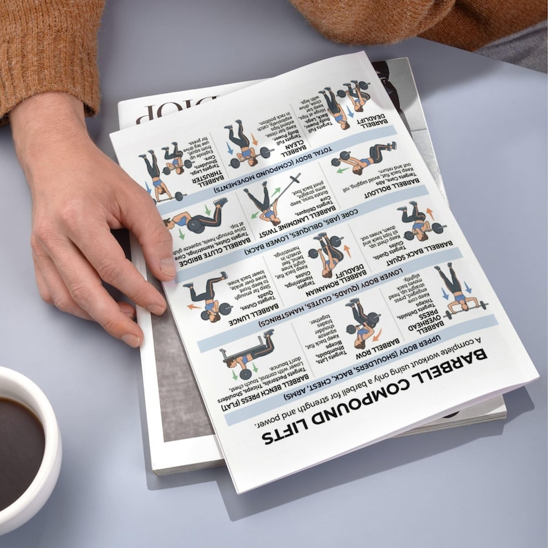 Barbell Compound Lifts Workout Printable, Full Body Workout Guide ...