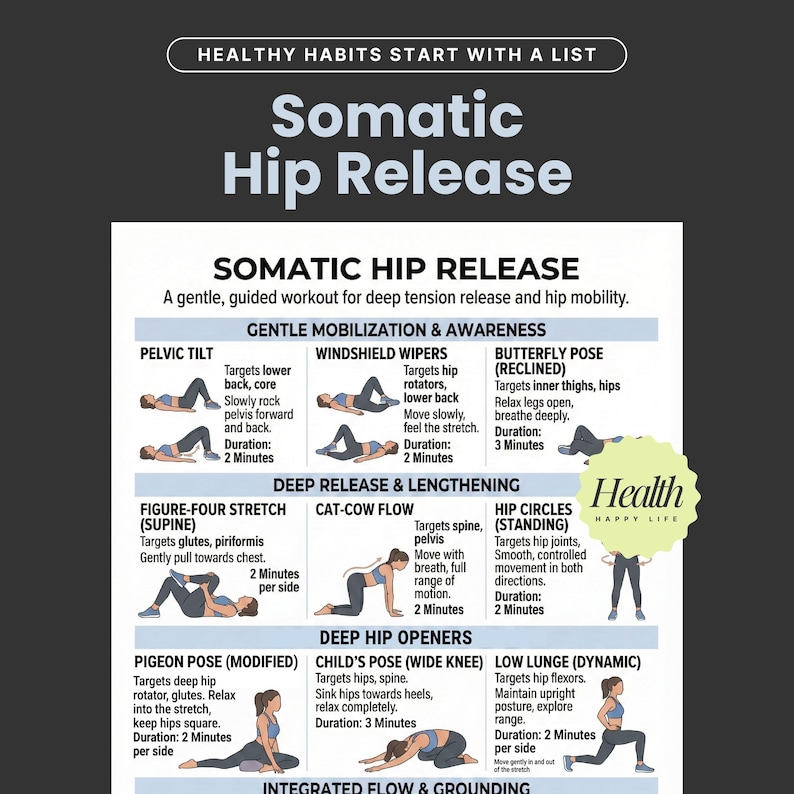 Somatic Exercises for Hip Release, PSOAS Release, Gentle Hip Opener ...