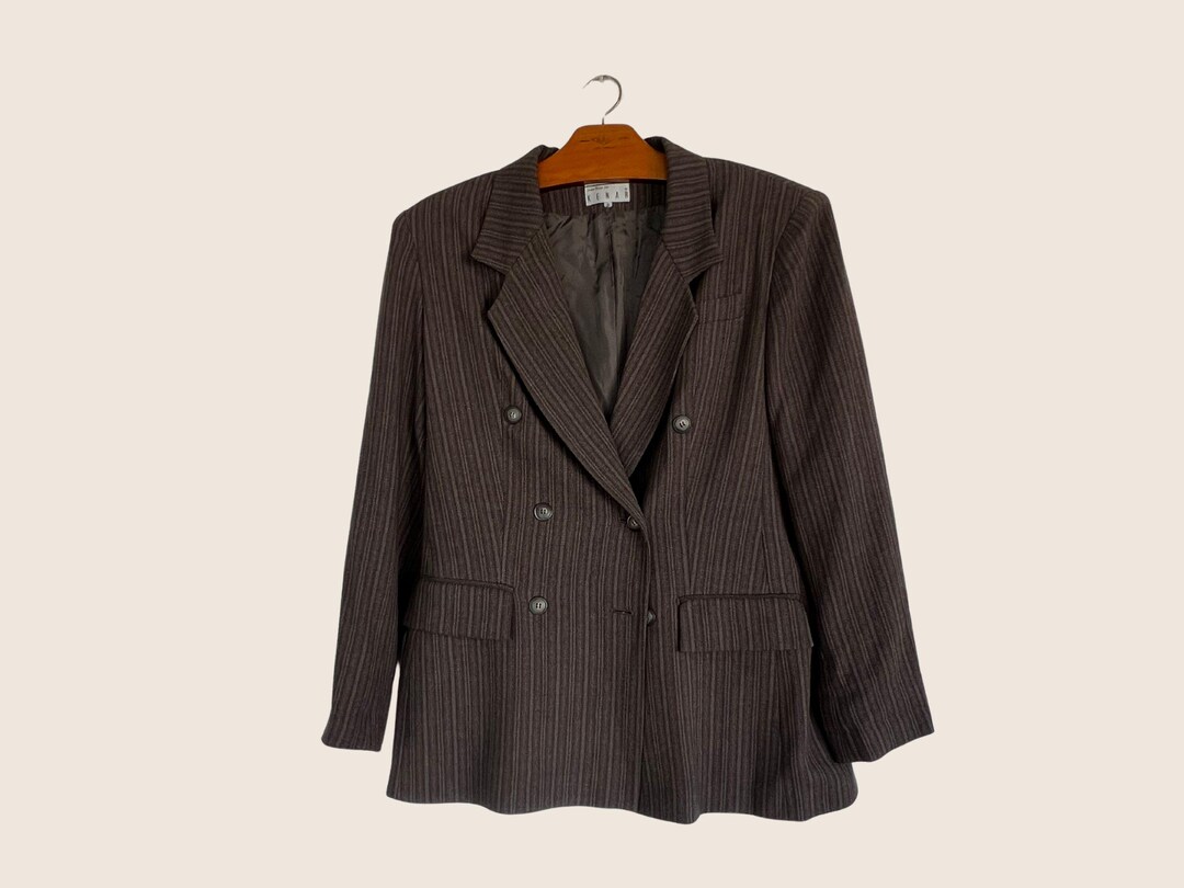 Kenar Pinstripe Blazer Vintage – 80s/90s Power Suit Jacket, Size 10 - Etsy