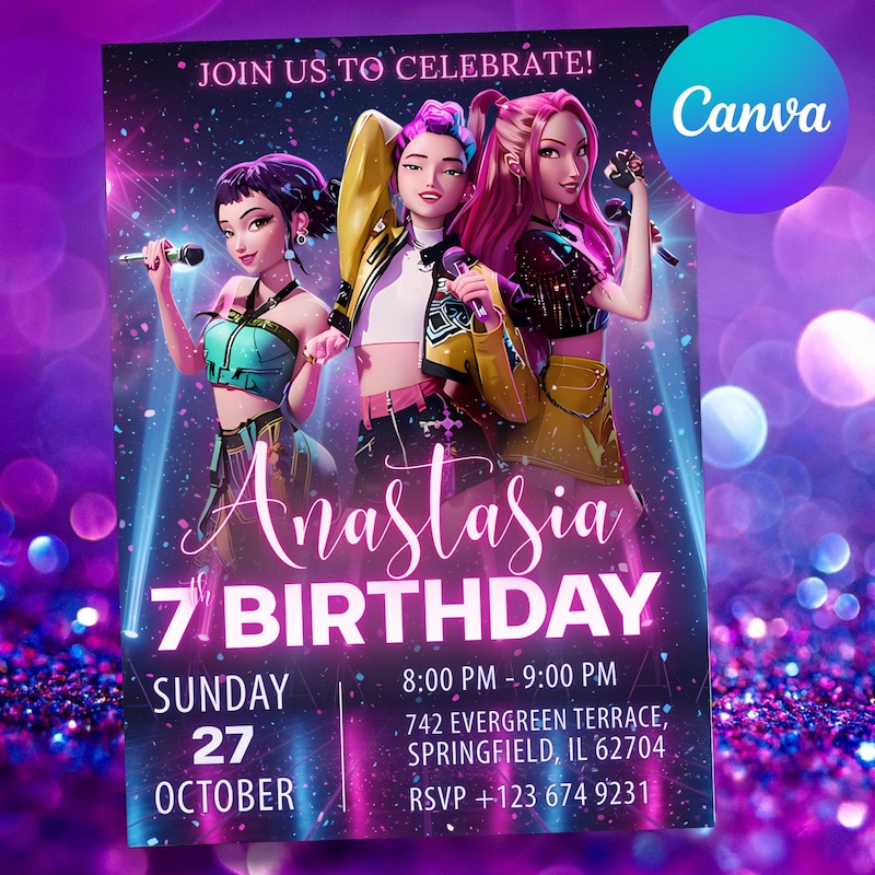 Kpop Demon Hunters Birthday Invitation - Etsy