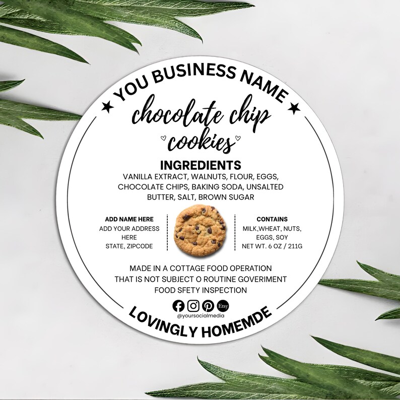 Editable Cottage Food Label Template – DIY Bakery Ingredient & Allergy ...