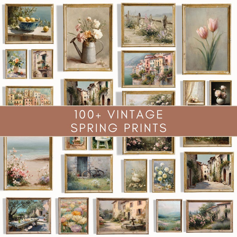 100+ Spring Gallery Wall Art Bundle: Vintage Printable Cottagecore ...