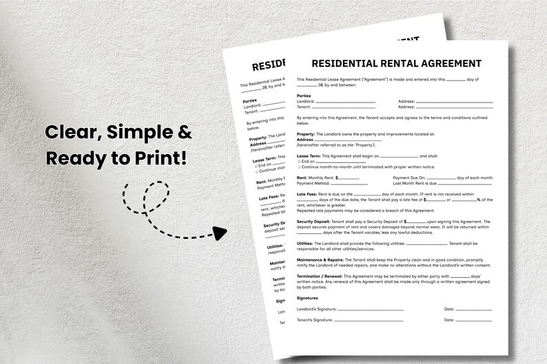 Editable Residential Rental Agreement Template: Landlord Lease (word ...