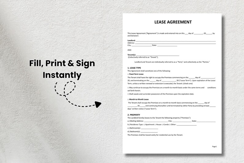 Editable Rental Lease Agreement Template | Landlord Tenant Contract ...