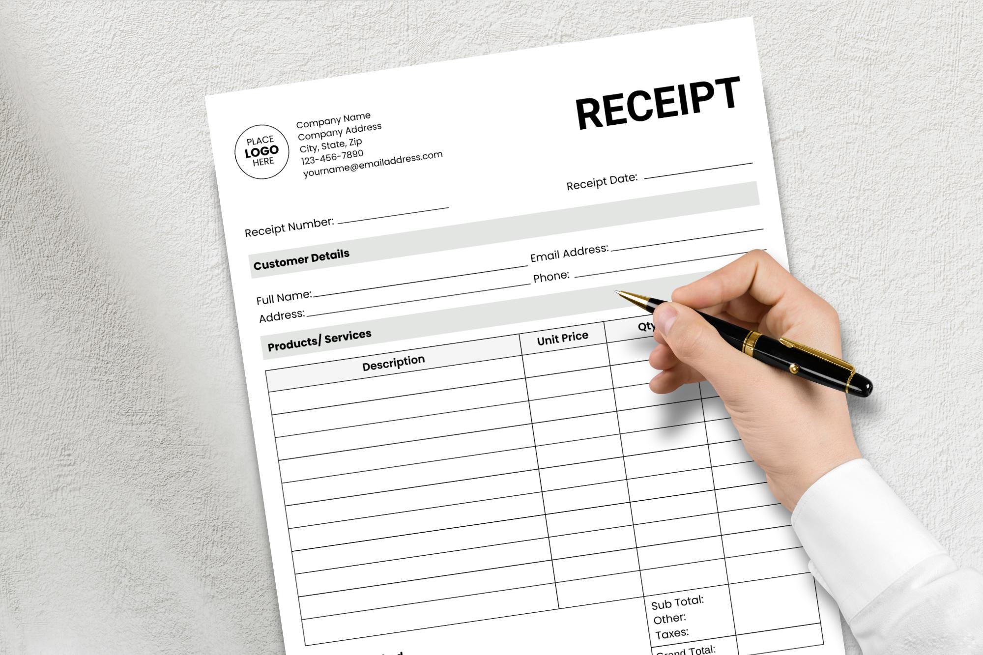 Editable Sales Receipt Template | Printable Business Form (canva & PDF ...