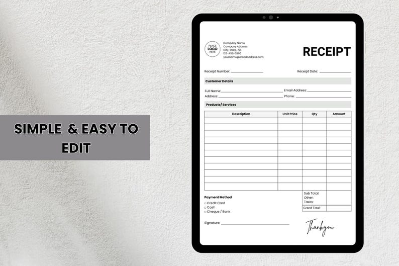 Editable Sales Receipt Template | Printable Business Form (canva & PDF ...